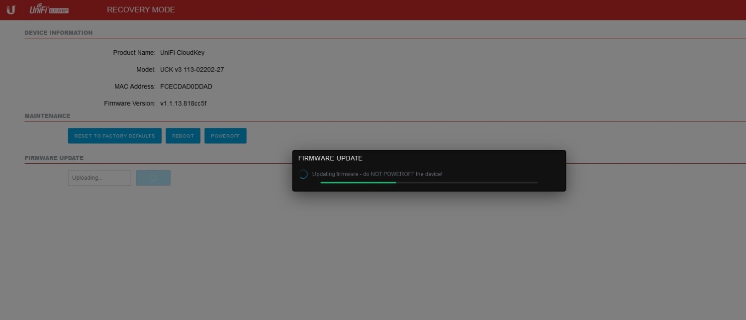 Cloud Key Ubiquiti UC-CK Gen 1 Emergency Recovery